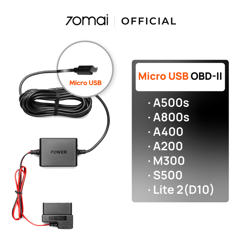 70mai OBD-II Hardwire Kit | 24 Hours Parking Mode | Easy Set Up | Micr